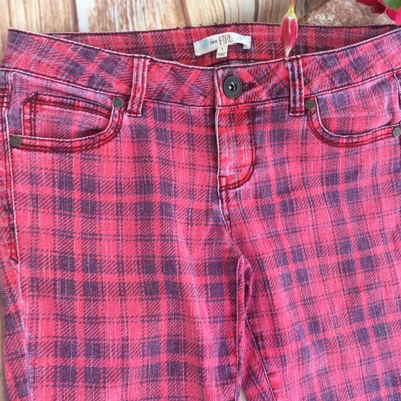 love, Fire | Pants & Jumpsuits | Love Fire Light Weight Red Plaid Denim ...